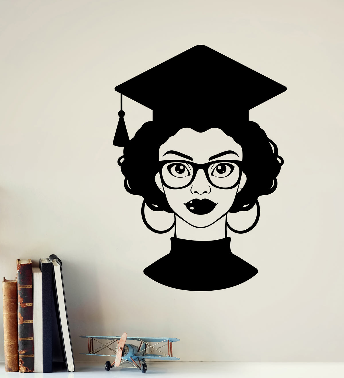 Vinyl Wall Decal Education Graduation Cap School Student Beautiful Afr ...