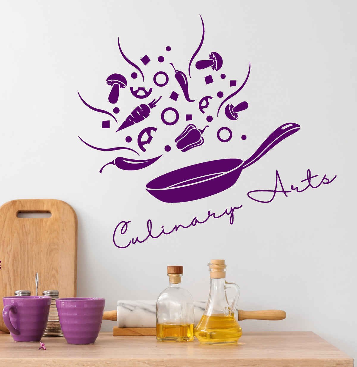Culinary Arts Vinyl Wall Decal Kitchen Décor Restaurant Logo Cooking S ...