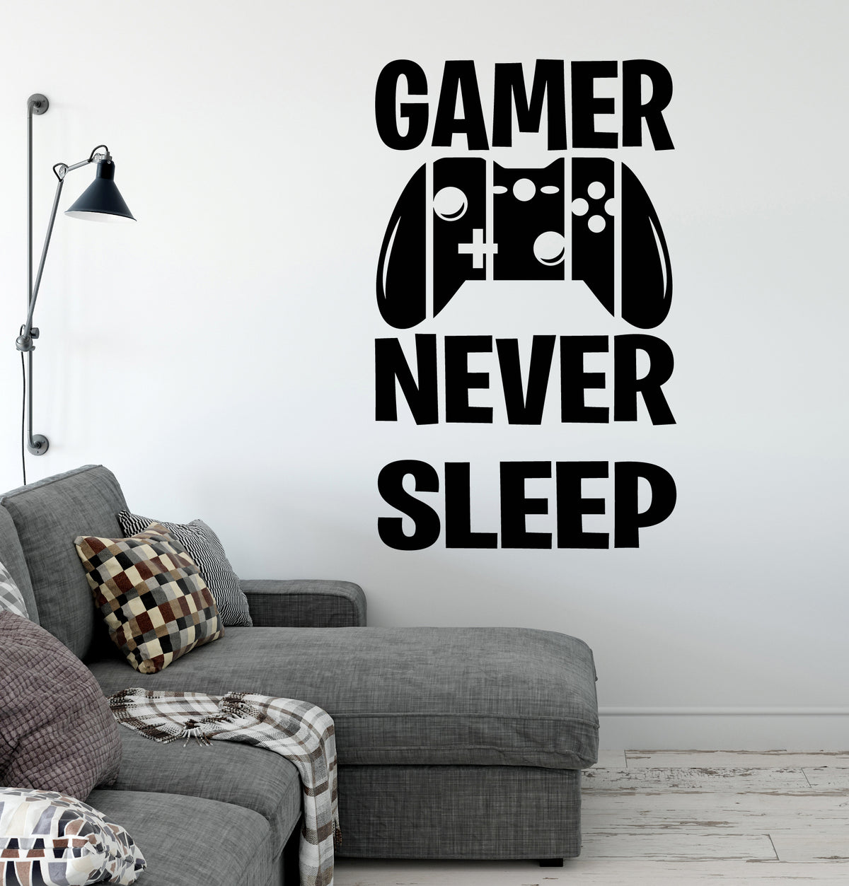 Vinyl Wall Decal Joystick Gamer Never Sleep Video Game Quote Logo Teen ...