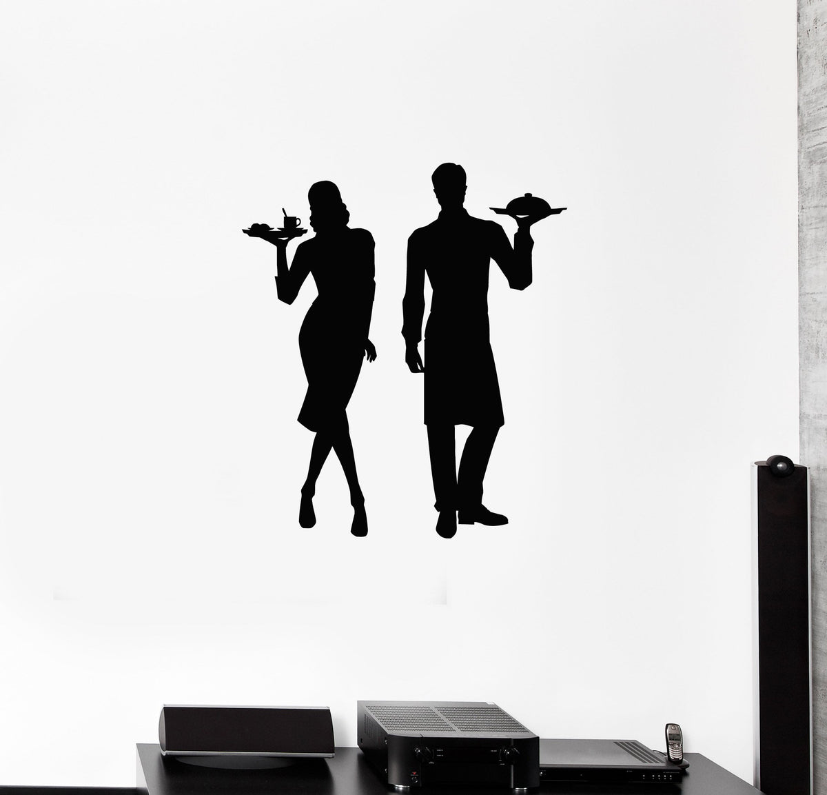Vinyl Wall Decal Waiters Silhouette Restaurant Cafe Decoration Window ...