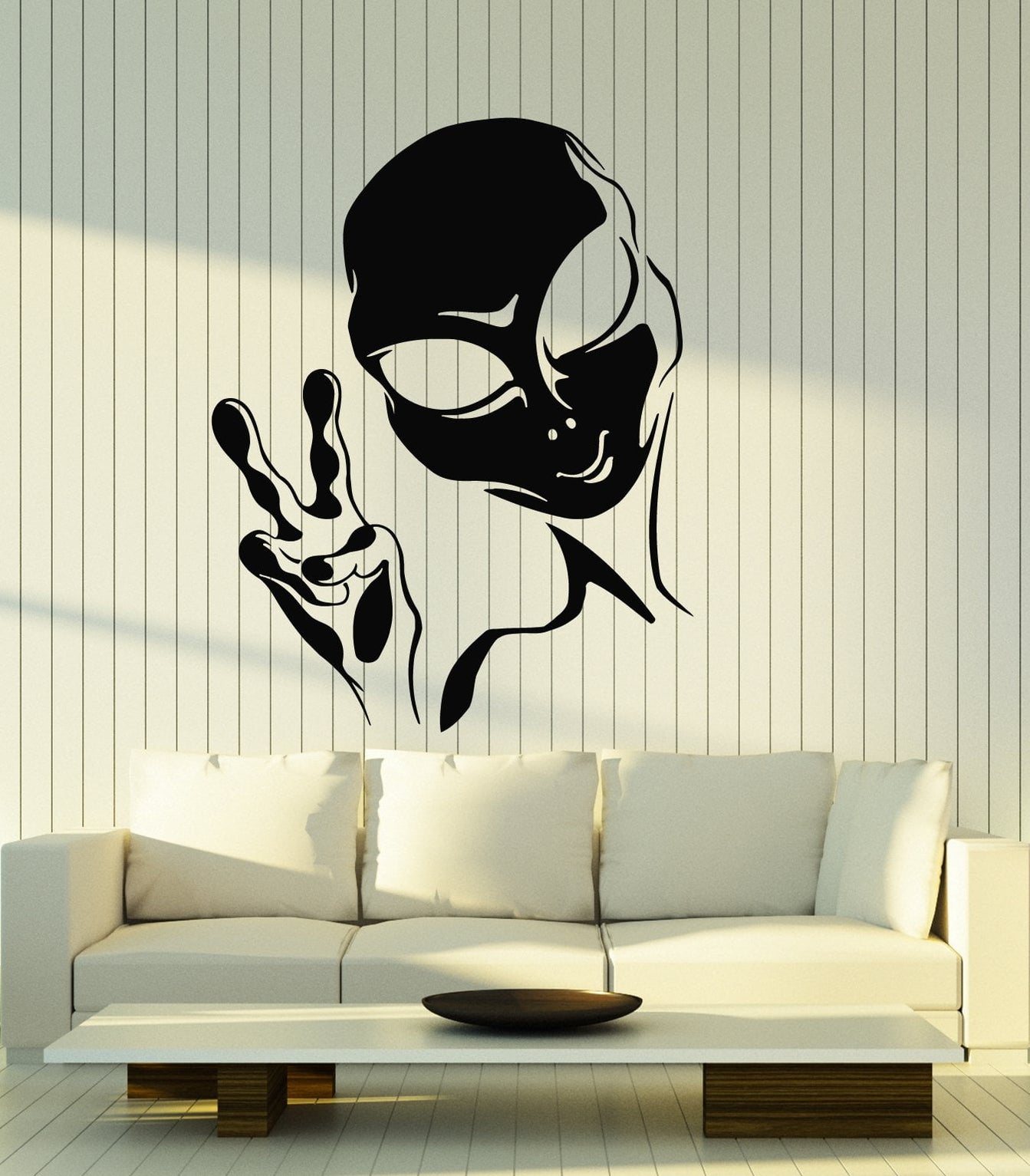 Vinyl Wall Decal Alien Peace Sign UFO Teen Room Area 51 Stickers Mural ...