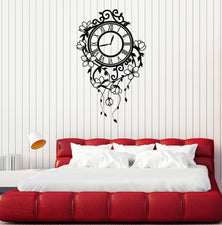 Vinyl Wall Decal Floral Clock Beautiful Home Room Decorating Art Stick ...