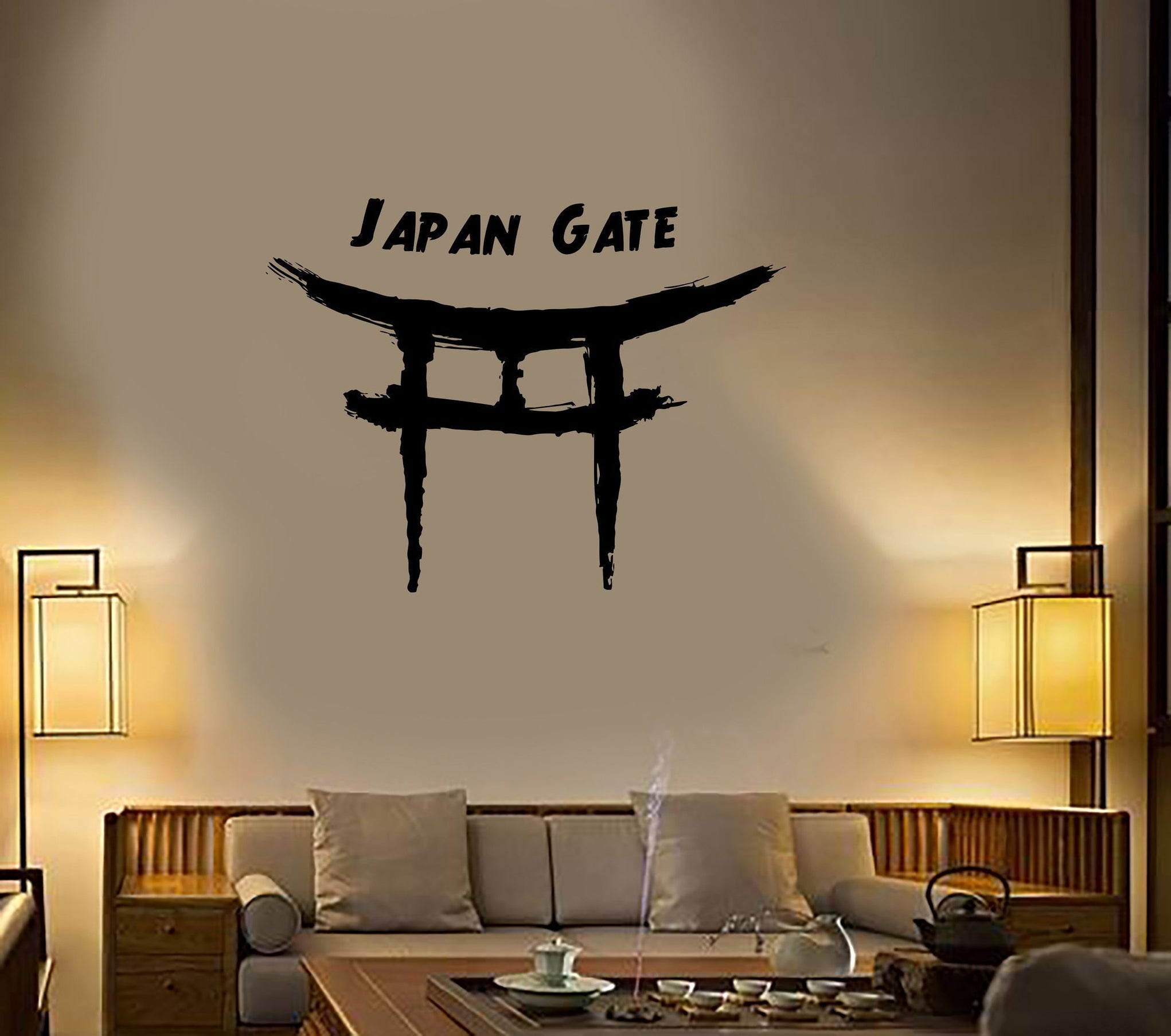 Wall Stickers Japan Gate Oriental Room Decor Japanese Mural Vinyl Deca ...