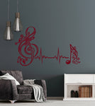 Vinyl Wall Decal Musical Note Heartbeat Pulse Music Art Stickers Uniqu ...