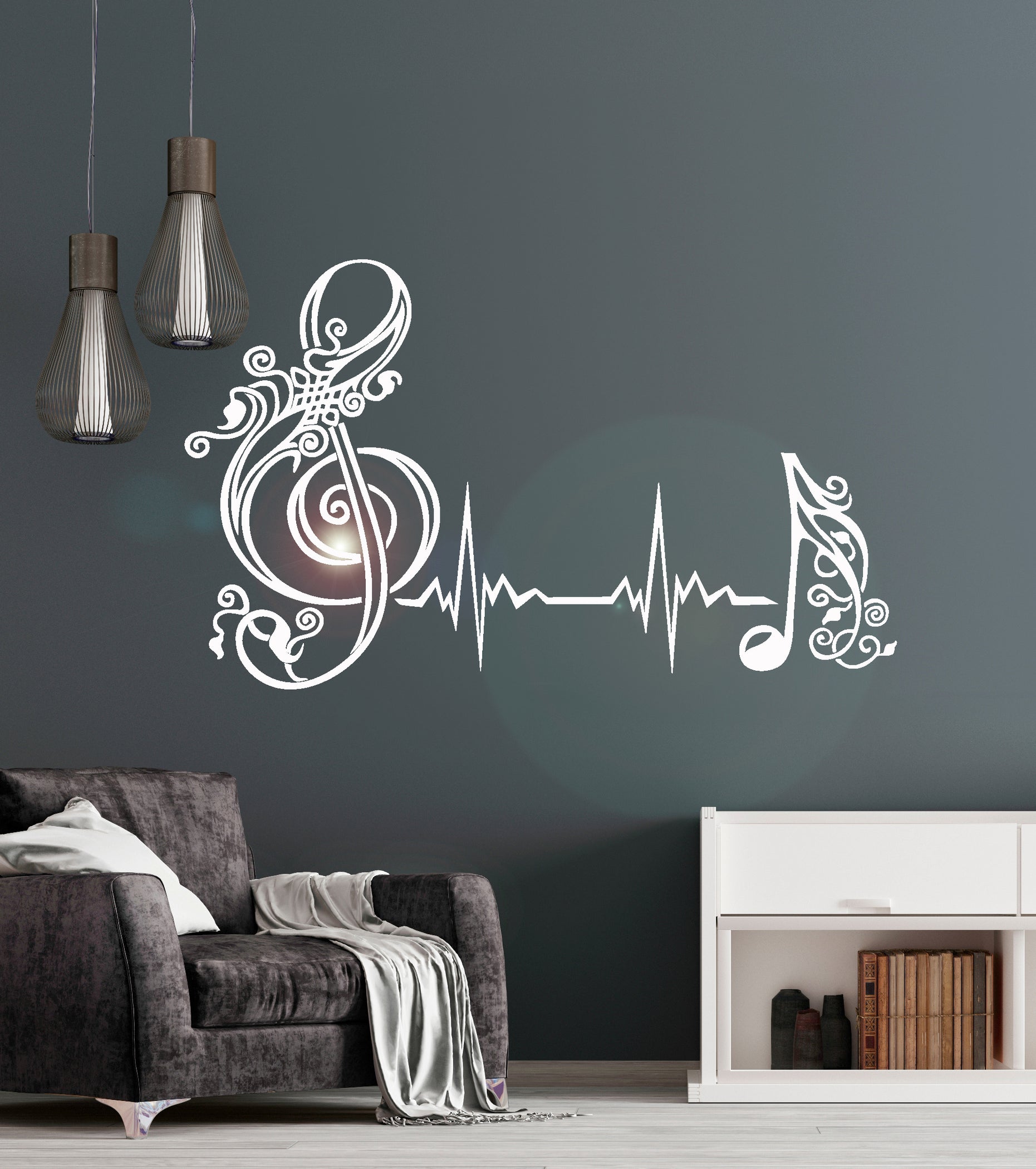 Vinyl Wall Decal Musical Note Heartbeat Pulse Music Art Stickers Uniqu ...
