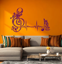 Vinyl Wall Decal Musical Note Heartbeat Pulse Music Art Stickers Uniqu ...