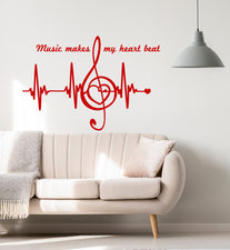 Vinyl Wall Decal Music Notes Quote Heart Pulse Heartbeat Stickers Uniq ...