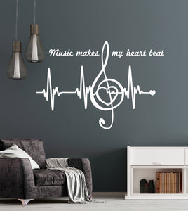 Vinyl Wall Decal Music Notes Quote Heart Pulse Heartbeat Stickers Uniq ...