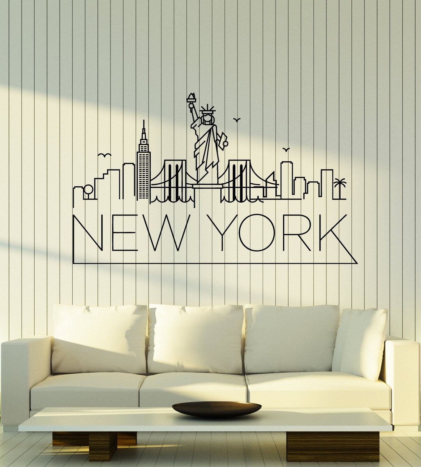 Vinyl Wall Decal New York Lettering City Art Decor Bridge USA Stickers ...