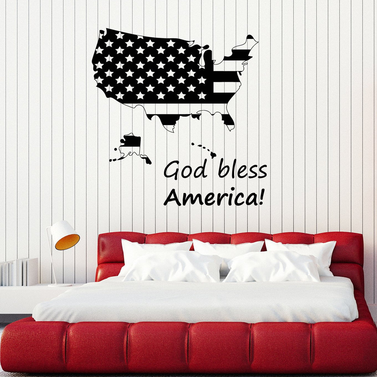 Vinyl Wall Decal Patriotic Art USA Map Quote Home Room Decor Stickers ...