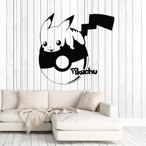 Vinyl Wall Decal Pikachu Funny Art Decor for Kids Room Pokemon Sticker ...