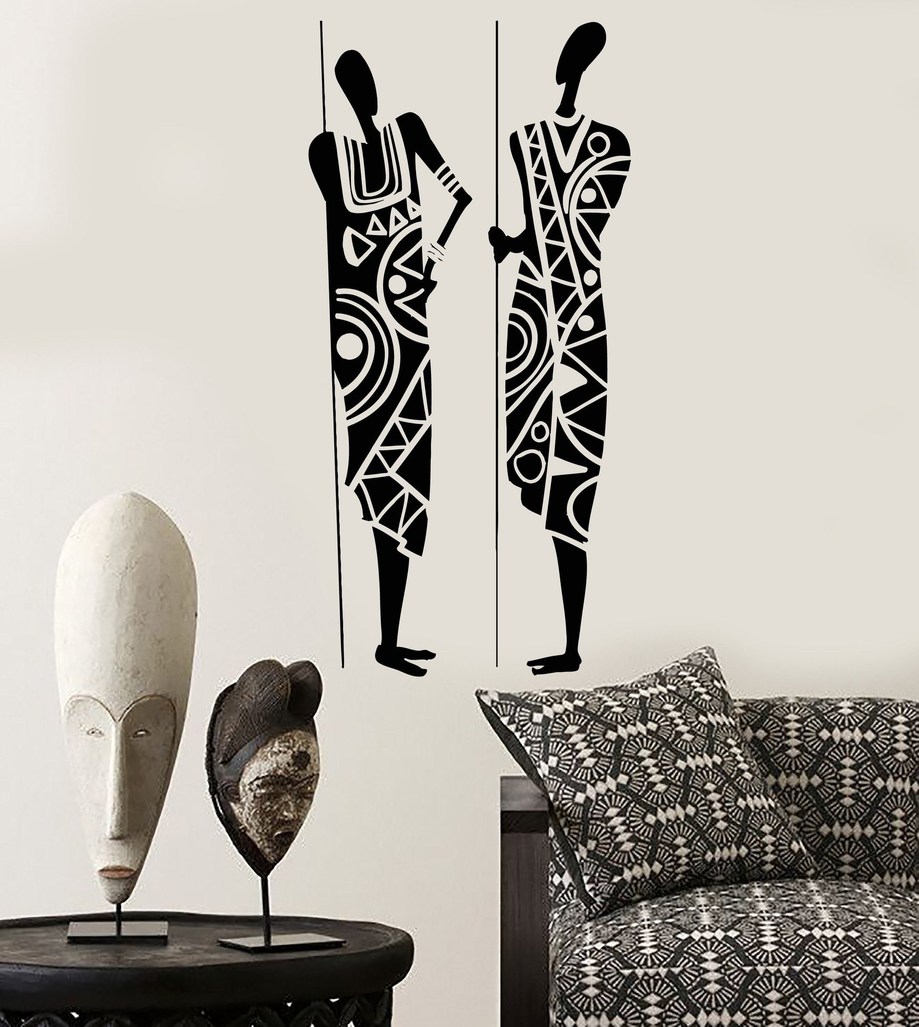 Vinyl Wall Decal African Warriors with Spears Ethnic Style Africa Stic ...