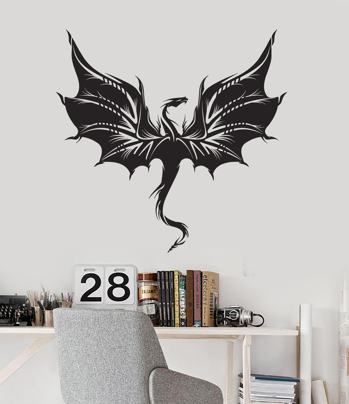 Vinyl Wall Decal Beautiful Dragon Wings Fantasy Teen Room Stickers Mur ...