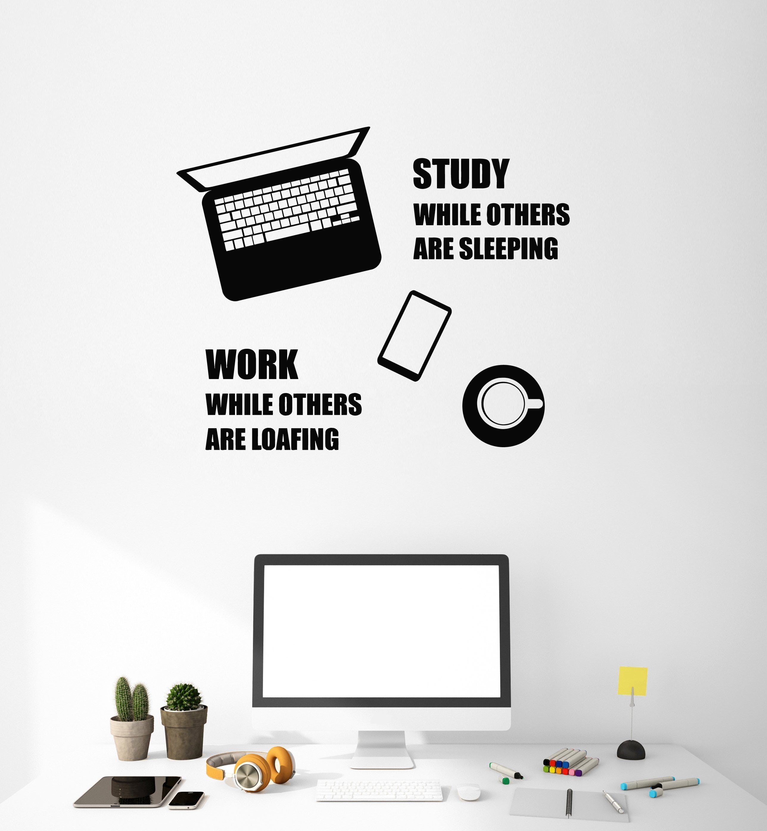 Vinyl Wall Decal Work Motivation Workspace Office Quote Decoration Art ...