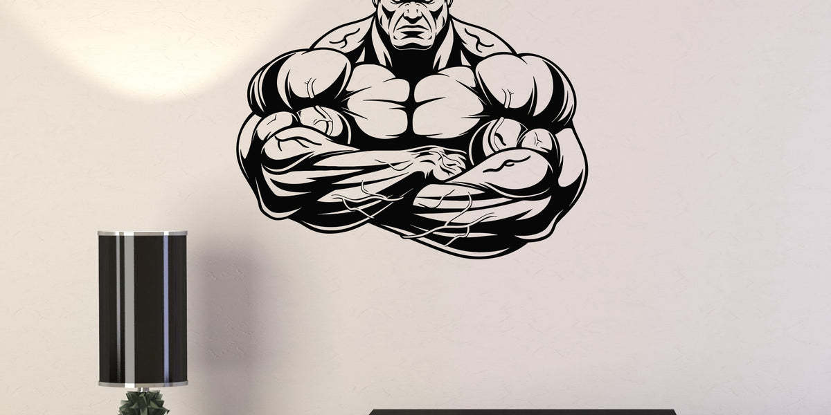 Vinyl Wall Decal Muscled Gym Muscular Man Bodybuilding Fitness Sticker ...