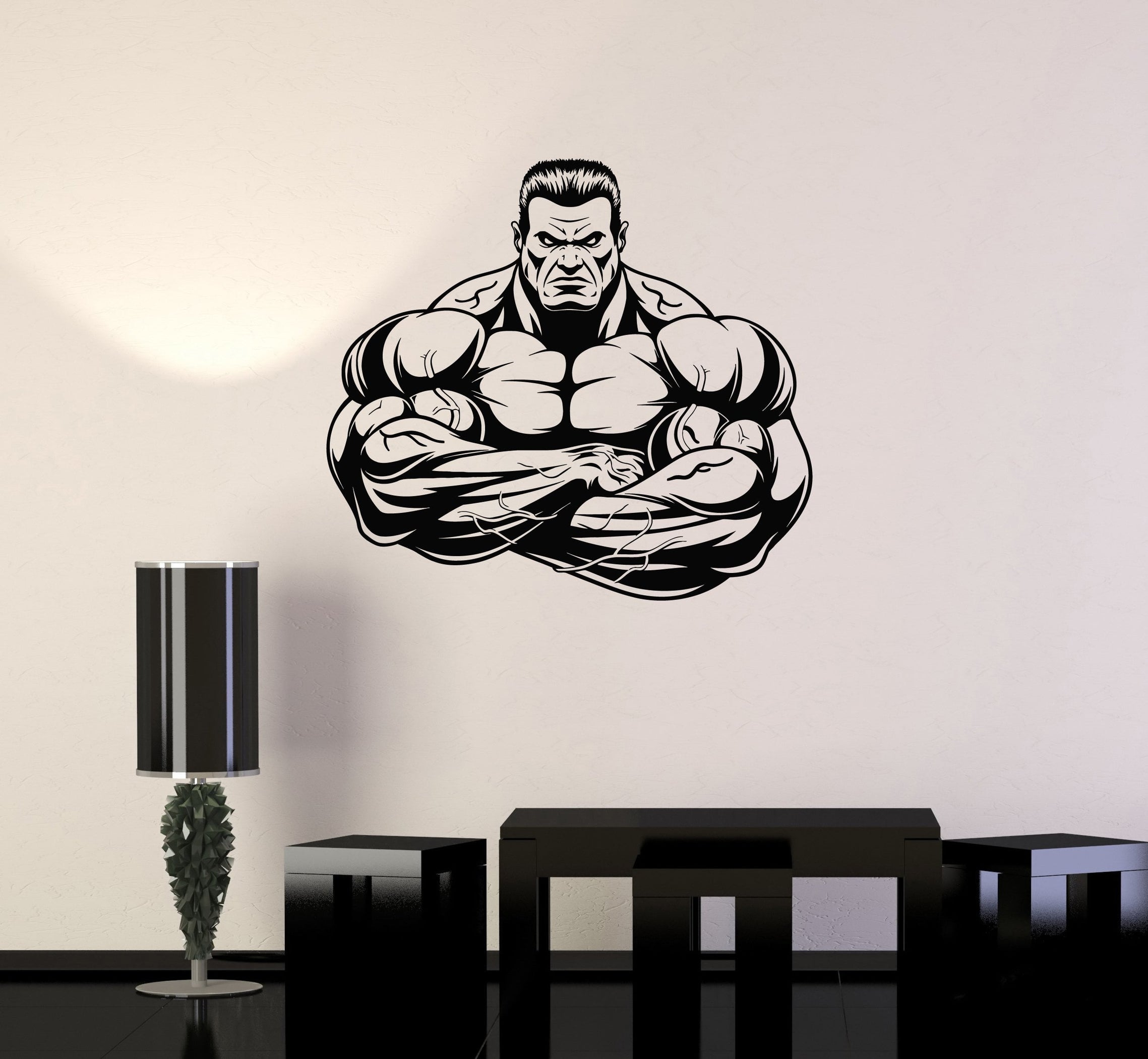 Vinyl Wall Decal Muscled Gym Muscular Man Bodybuilding Fitness Sticker ...