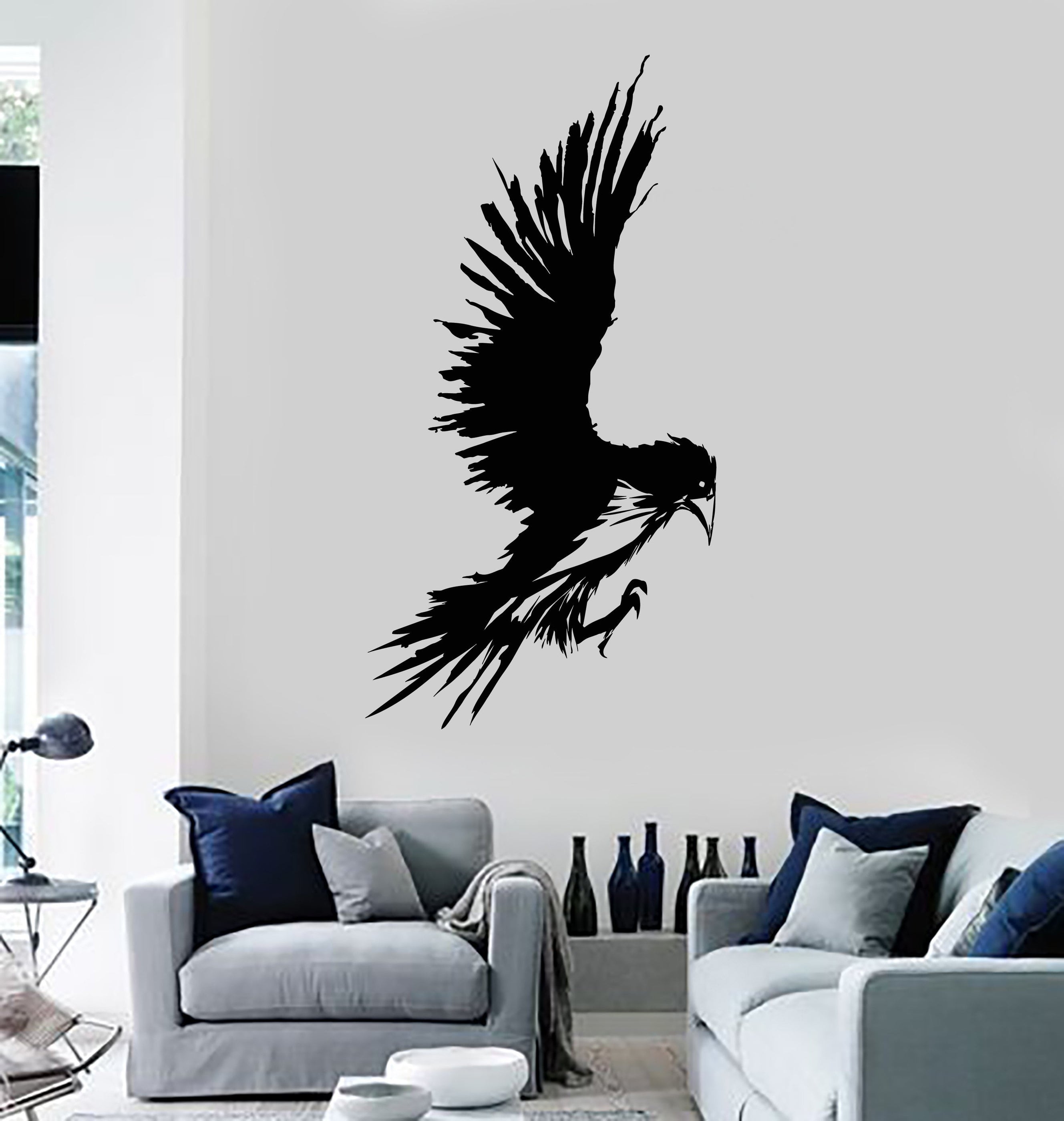 Vinyl Wall Decal Raven Bird Cool Teen Room Child Art Decor Stickers Mu ...