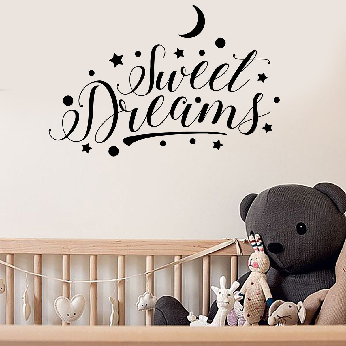 Vinyl Wall Decal Sweet Dreams Lettering Stars Crescent Bedroom Baby Ro ...
