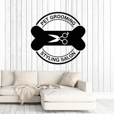 Vinyl Wall Decal Pet Grooming Beauty Salon Cat Dog Bone Scissors Stick ...