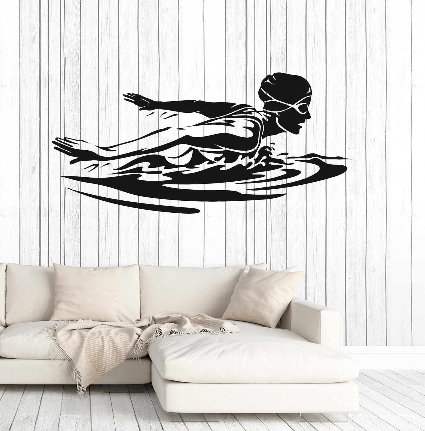 Vinyl Wall Decal Female Swimmer Woman Swimming Pool Swim Stickers Mura ...
