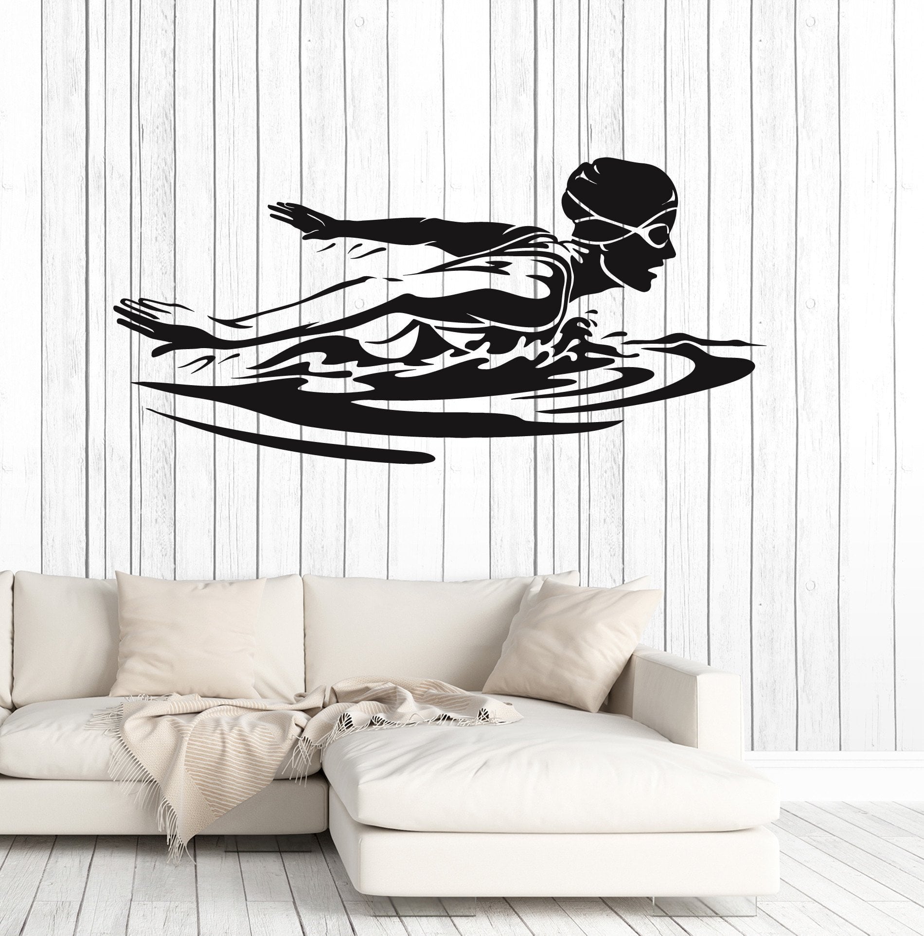 Vinyl Wall Decal Female Swimmer Woman Swimming Pool Swim Stickers Mura ...