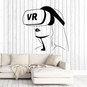 Vinyl Wall Decal VR Headset Virtual Reality Woman Video Games Stickers ...