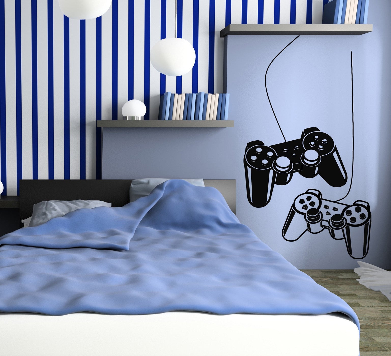 Joystick Wall Decal Gamer Video Game Play Room Kids Vinyl Stickers Art ...
