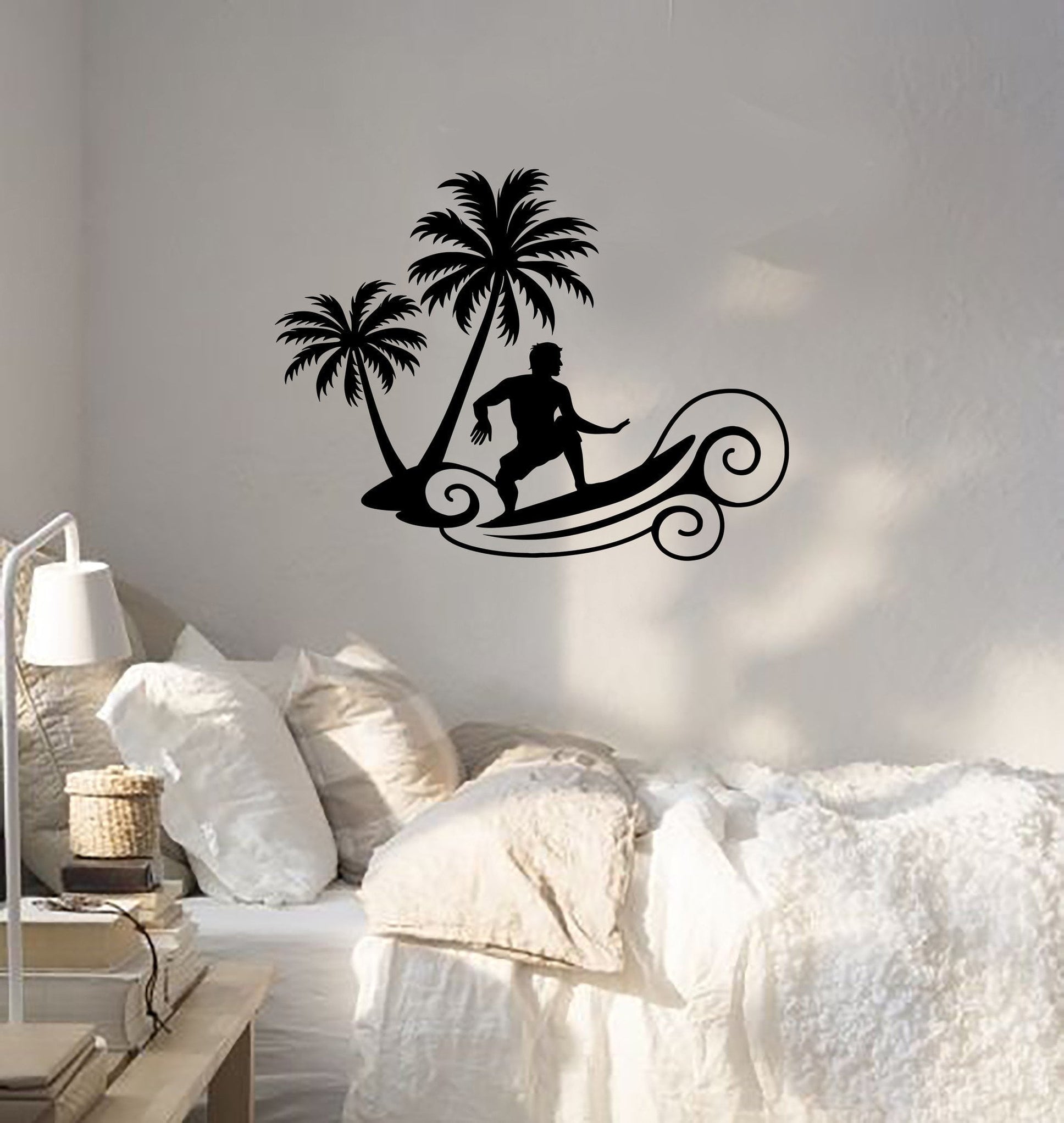 Wall Stickers Wave Surfing Beach Extreme Sports Palms Art Vinyl Decal ...