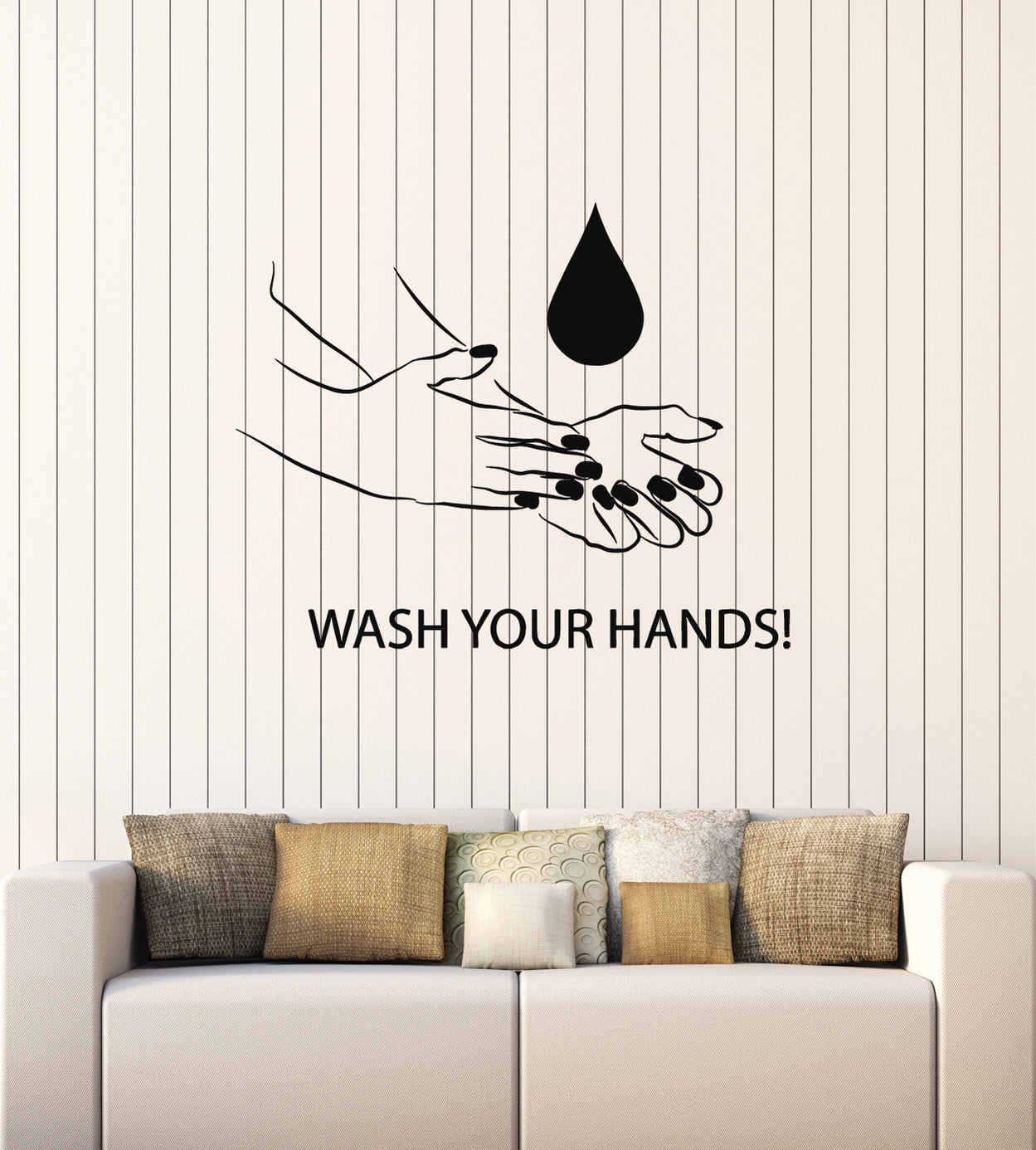 Vinyl Wall Decal Bathroom Hygiene Words Wash Your Hands Stickers Mural ...