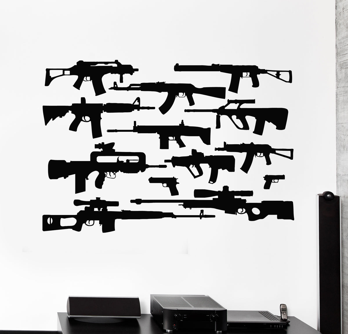 Vinyl Wall Decal Weapons Collection Military Automatic Pistol Stickers ...