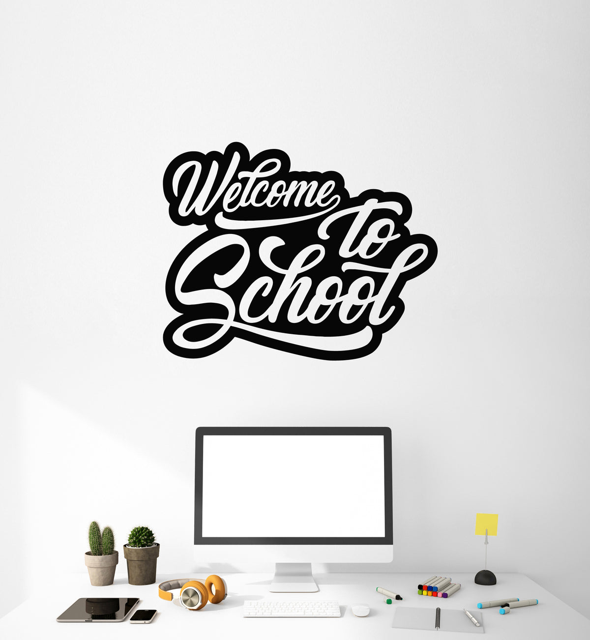 Vinyl Wall Decal Words Phrase Welcome To School Classroom Stickers Mur ...