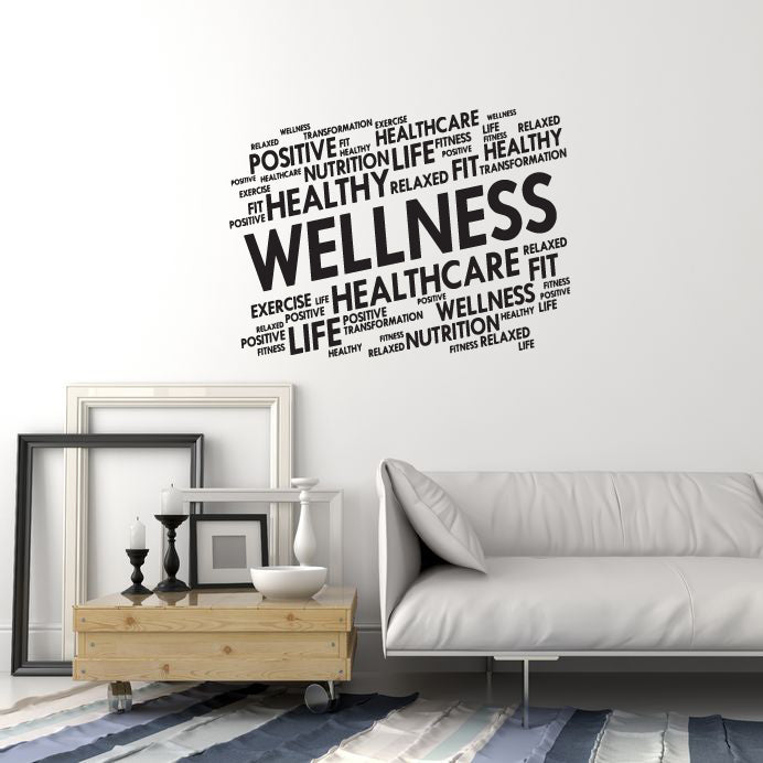 Vinyl Wall Decal Wellness Home Gym Words Cloud Spa Fitness Center Heal ...