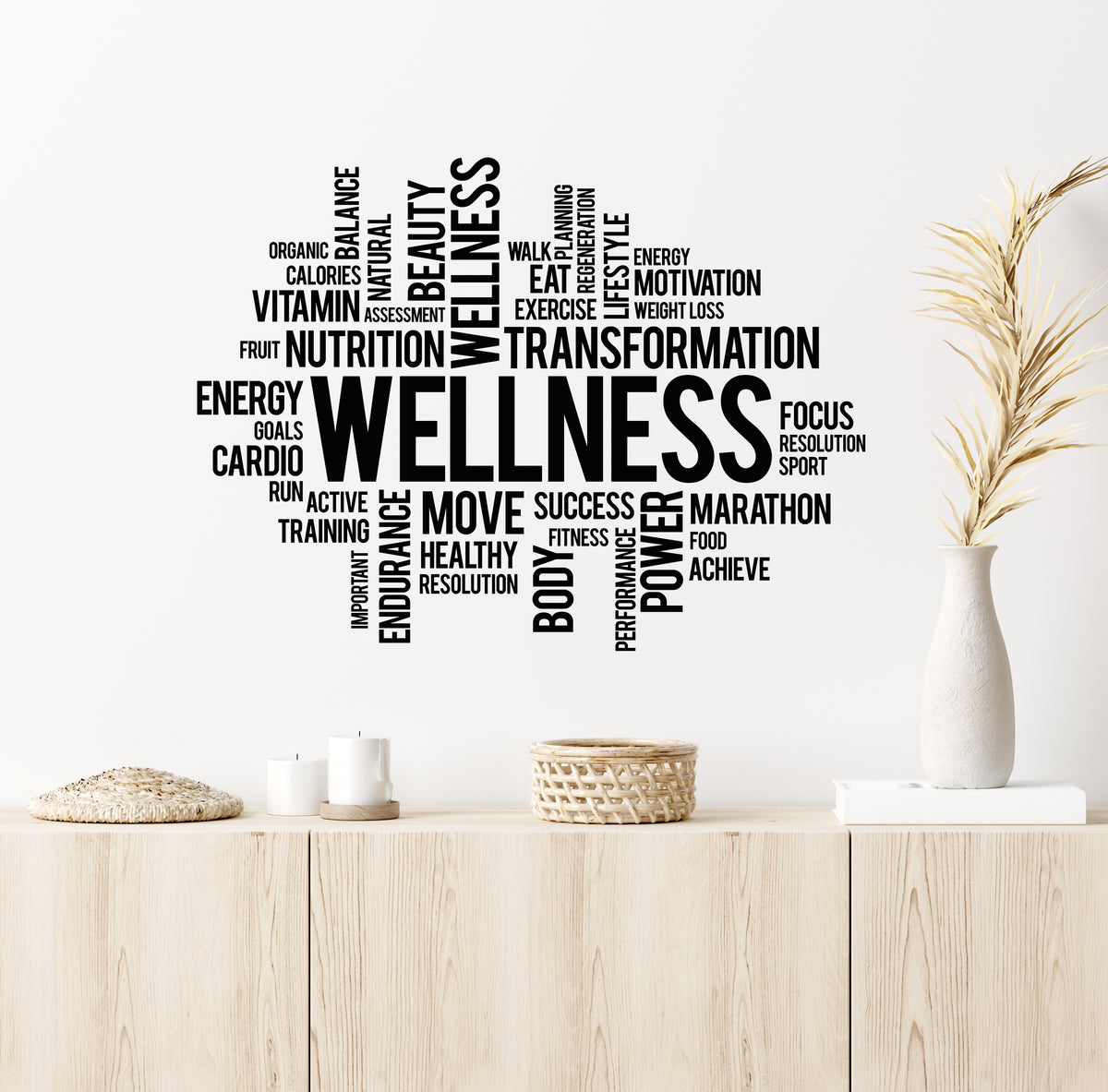 Vinyl Wall Decal Wellness Words Spa Beauty Nutrition Home Gym Stickers ...