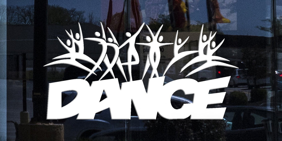 Window Sign Vinyl Wall Decal Dance School Studio Logo Cartoons People ...