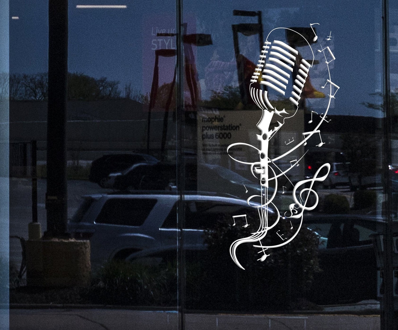 Window Sign and Vinyl Wall Decal Microphone Patterns Singing Karaoke S ...