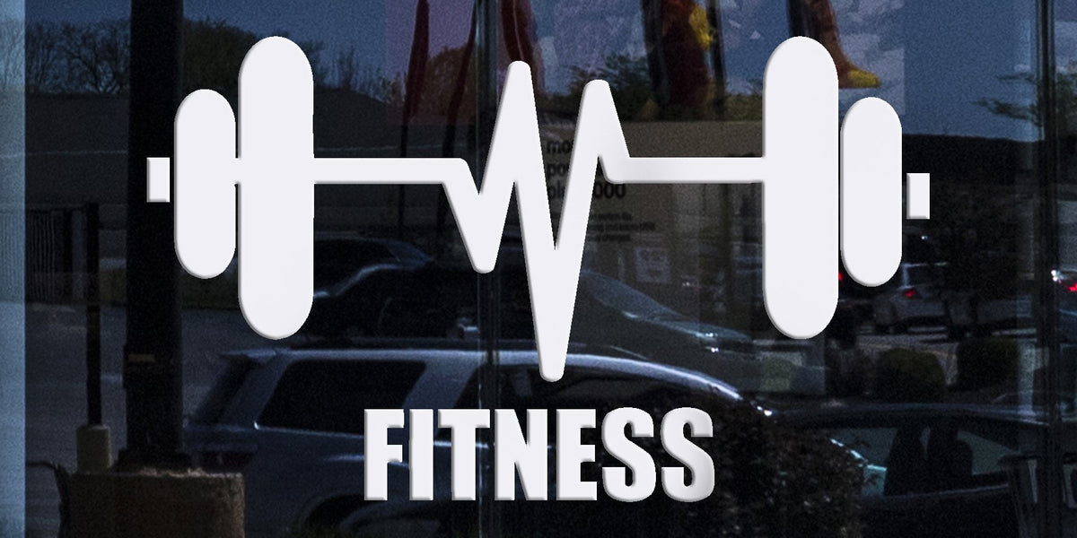 Window Murals and Vinyl Wall Decal Fitness Barbell Bodybuilding Sports ...