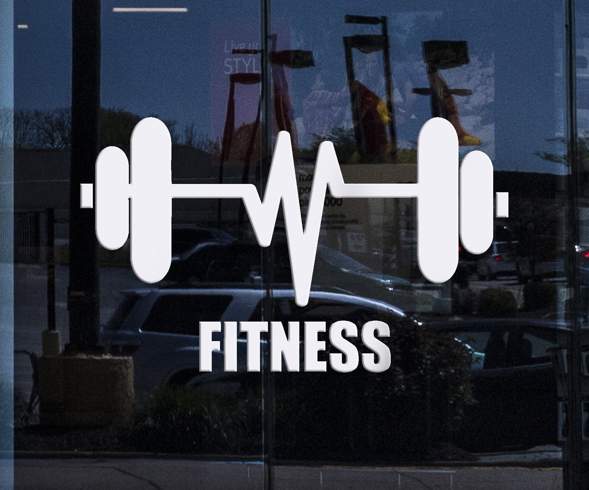 Window Murals and Vinyl Wall Decal Fitness Barbell Bodybuilding Sports ...