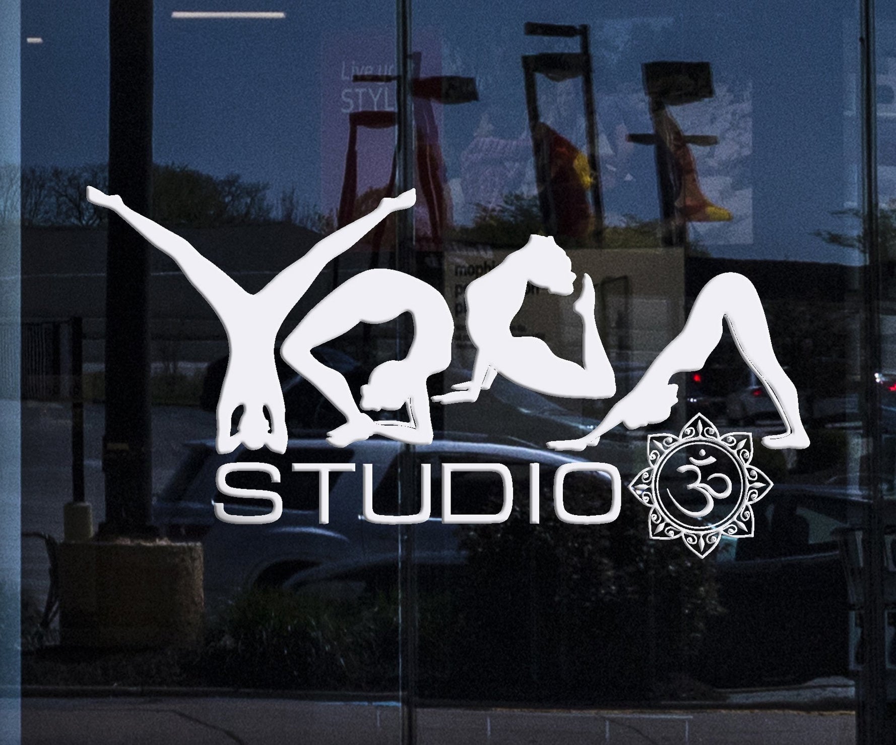 Window , Glass and Wall Vinyl Decal Yoga Studio Poses Word Meditation ...