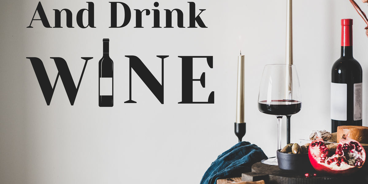 Vinyl Wall Decal Phrase Keep Calm And Drink Bottle Of Wine Stickers Mu — Wallstickers4you