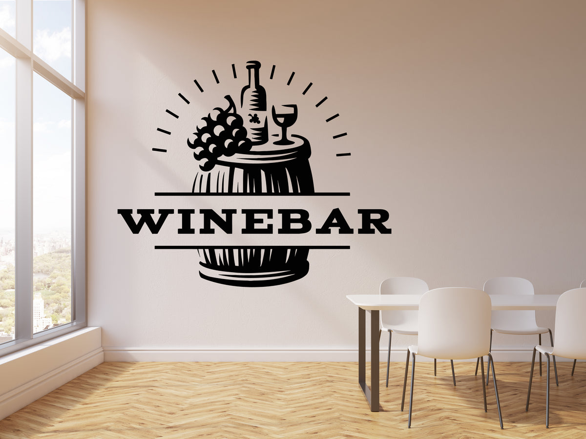 Vinyl Wall Decal Grape Bar Restaurant Barrel Wine Kitchen Stickers Mur ...
