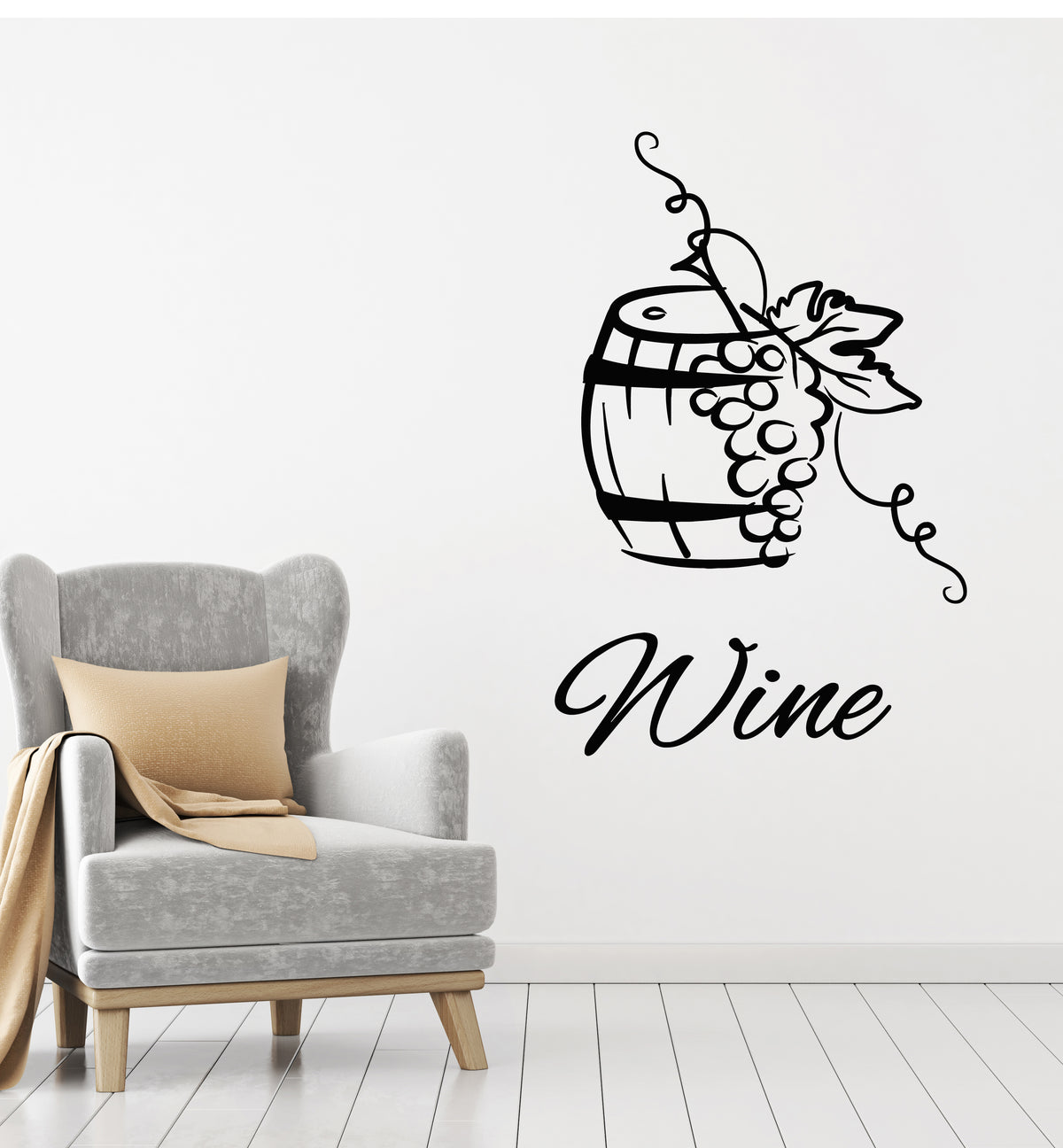 Vinyl Wall Decal Wine Shop Restaurant Drink Barrel Vine Stickers Mural ...