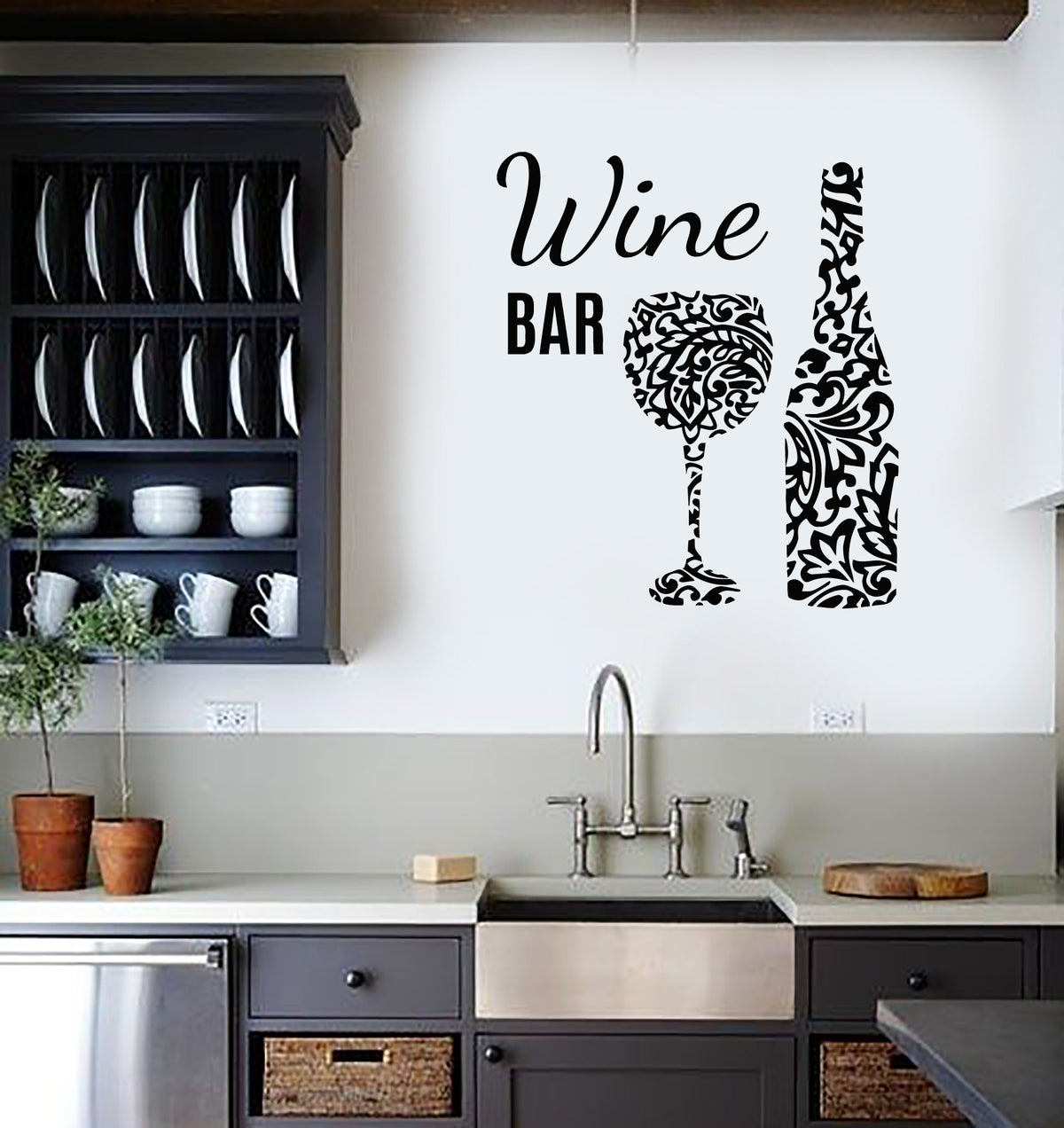 Vinyl Wall Decal Bar Wine Shop Restaurant Glass Alcohol Drinks Sticker ...