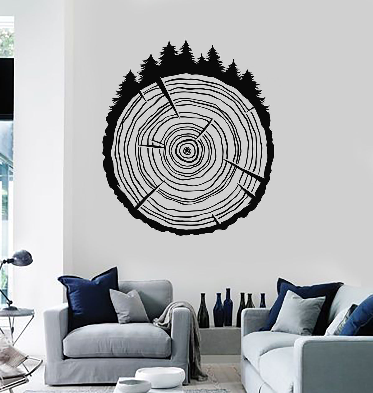 Vinyl Wall Decal Woodworks Forest Tree Stump Icon Woodcutter Stickers ...
