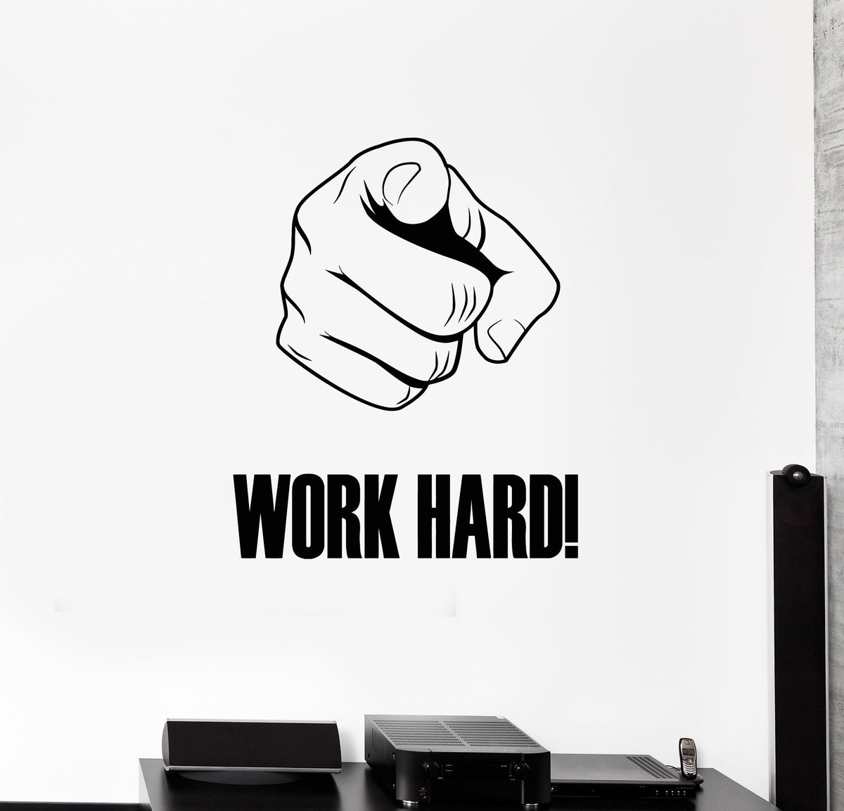 Work Hard Vinyl Wall Decal Hand Motivational Phrase Office Space Decor ...