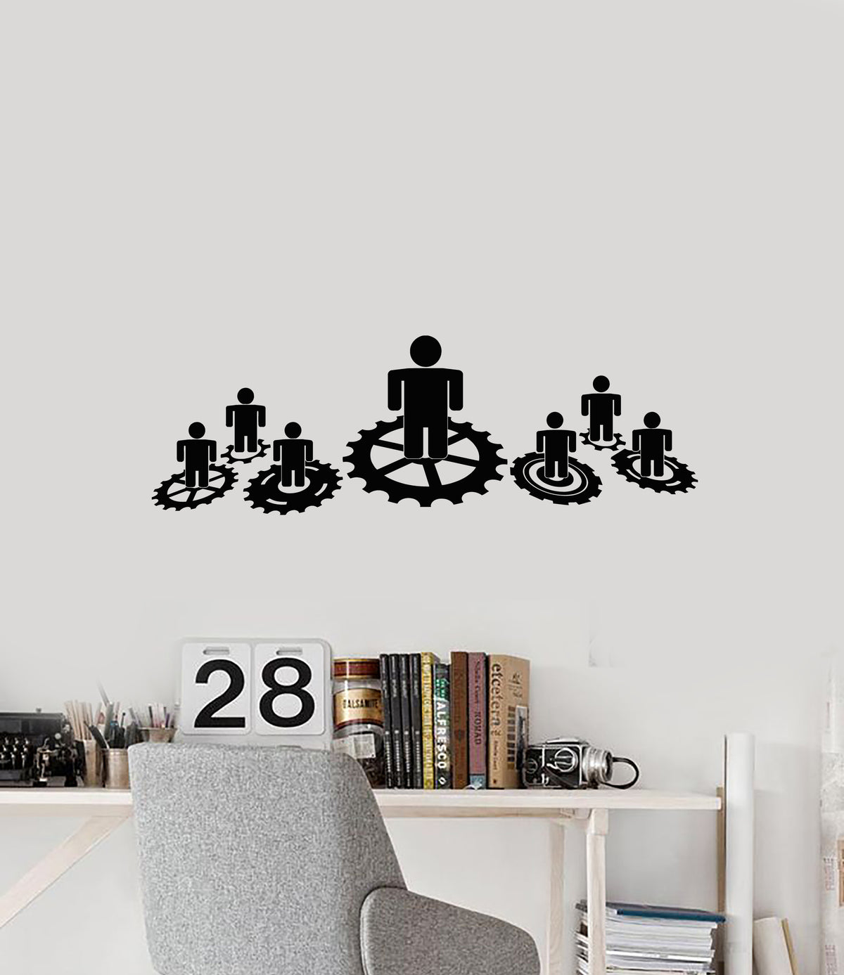 Vinyl Wall Decal Teamwork Job Work Office Business People Gears Sticke ...