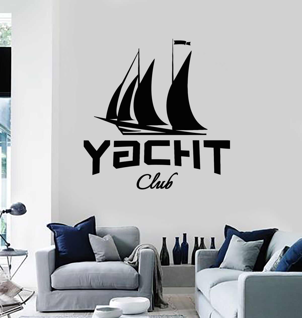 Vinyl Wall Decal Sail Ship Yacht Club Water Extreme Sport Stickers Mur ...
