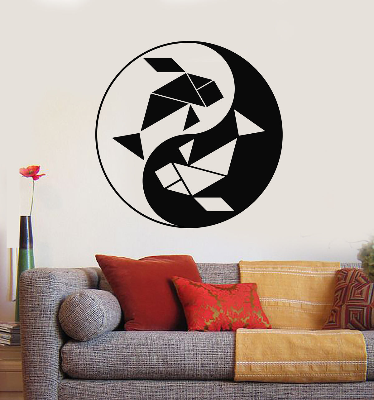 Vinyl Wall Decal Geometric Small Fish Yin Yang Zen Asian Style Sticker ...
