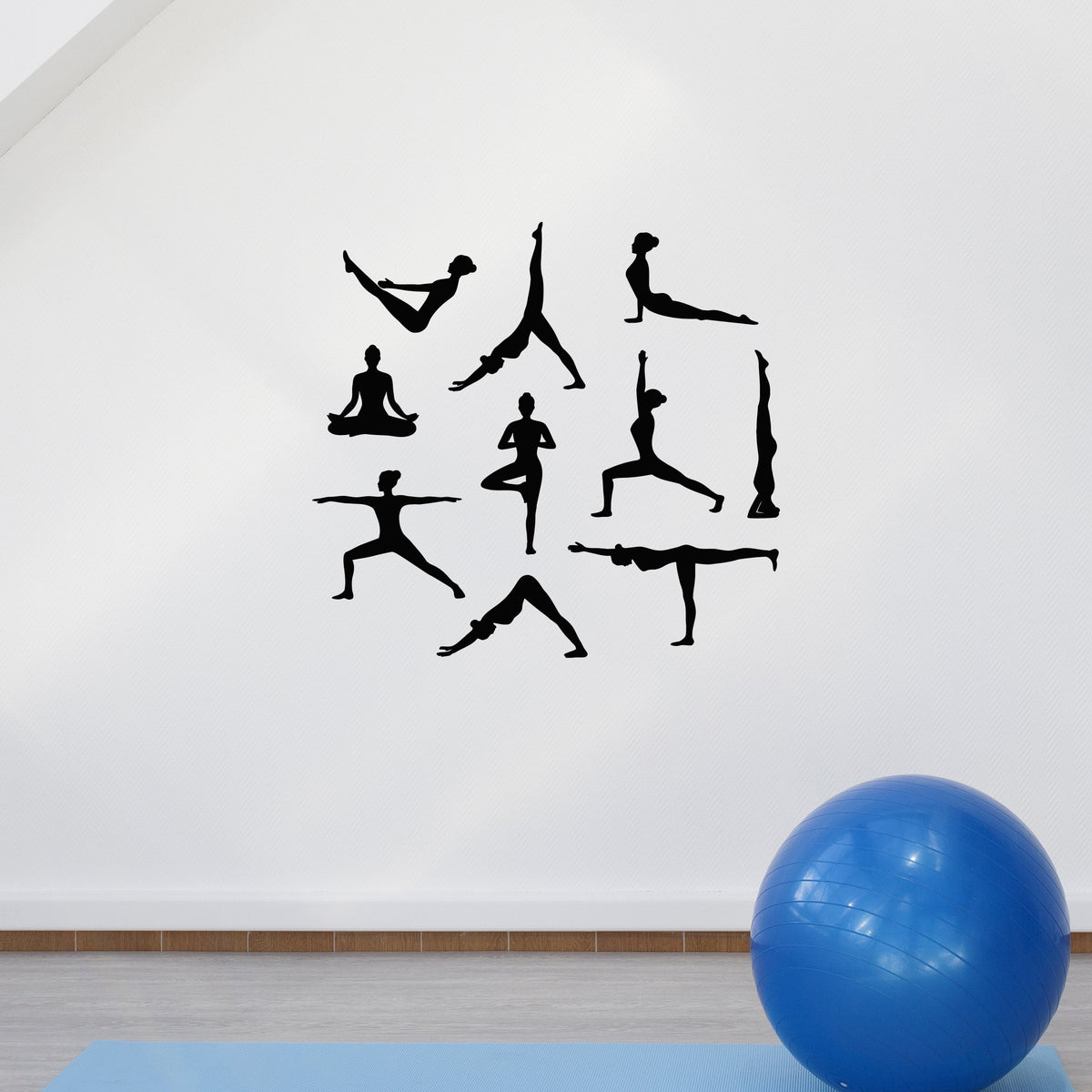 Vinyl Wall Decal Yoga Poses Women Meditation Room Art Interior Sticker ...