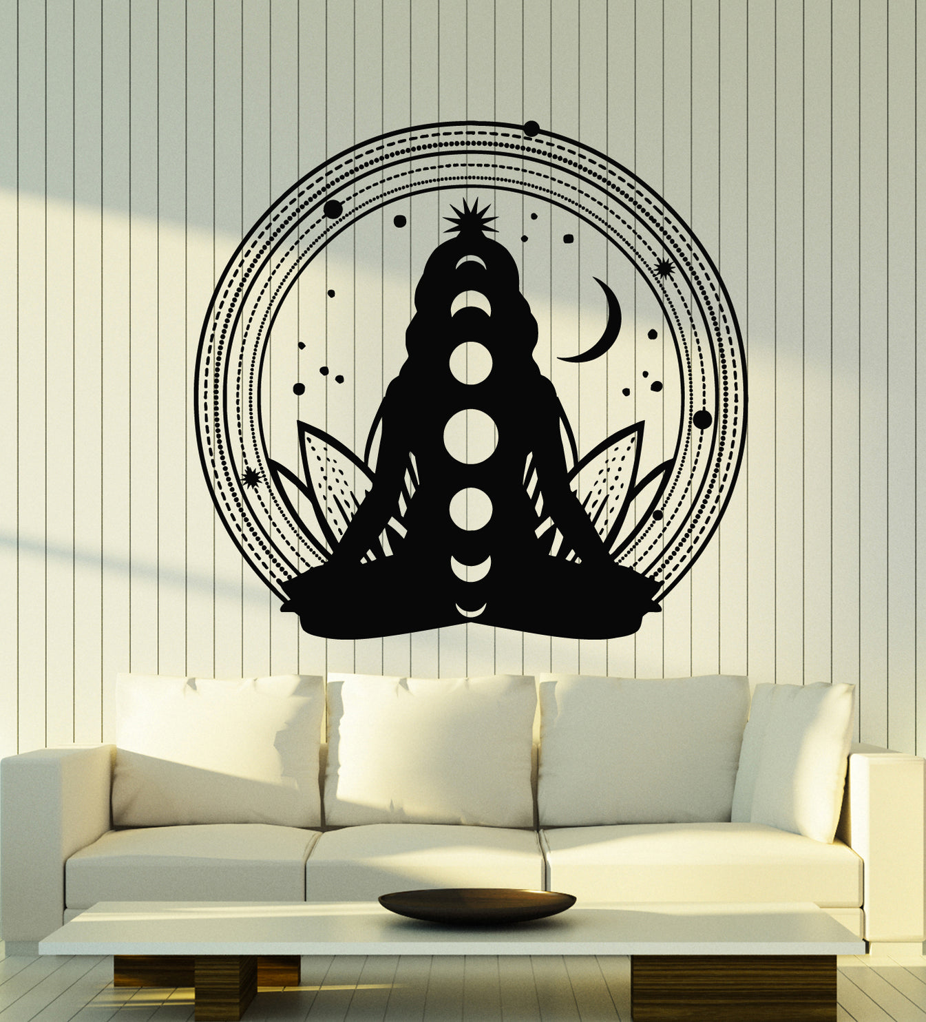 Vinyl Wall Decal Lotus Pose Meditation Circle Yoga Zen Relaxation Stic ...
