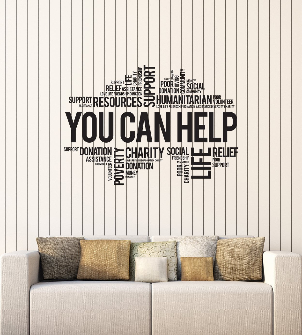 Vinyl Wall Decal Volunteer Words Cloud Church Charity Donation Interio ...